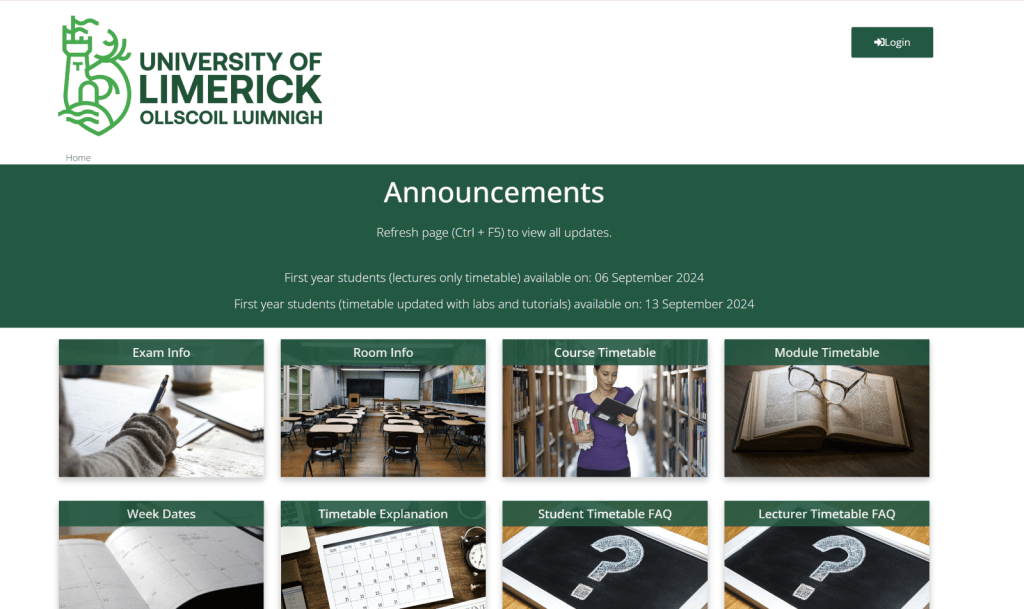 An Overview of UL Timetables – Study Ireland – Stories & Guides from ...